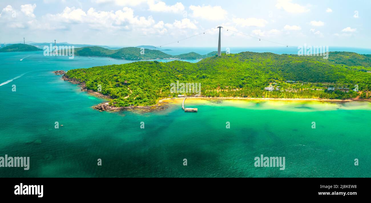 Aerial View of Thom Island, Phu Quoc, Vietnam. Beautiful tropical blue ...