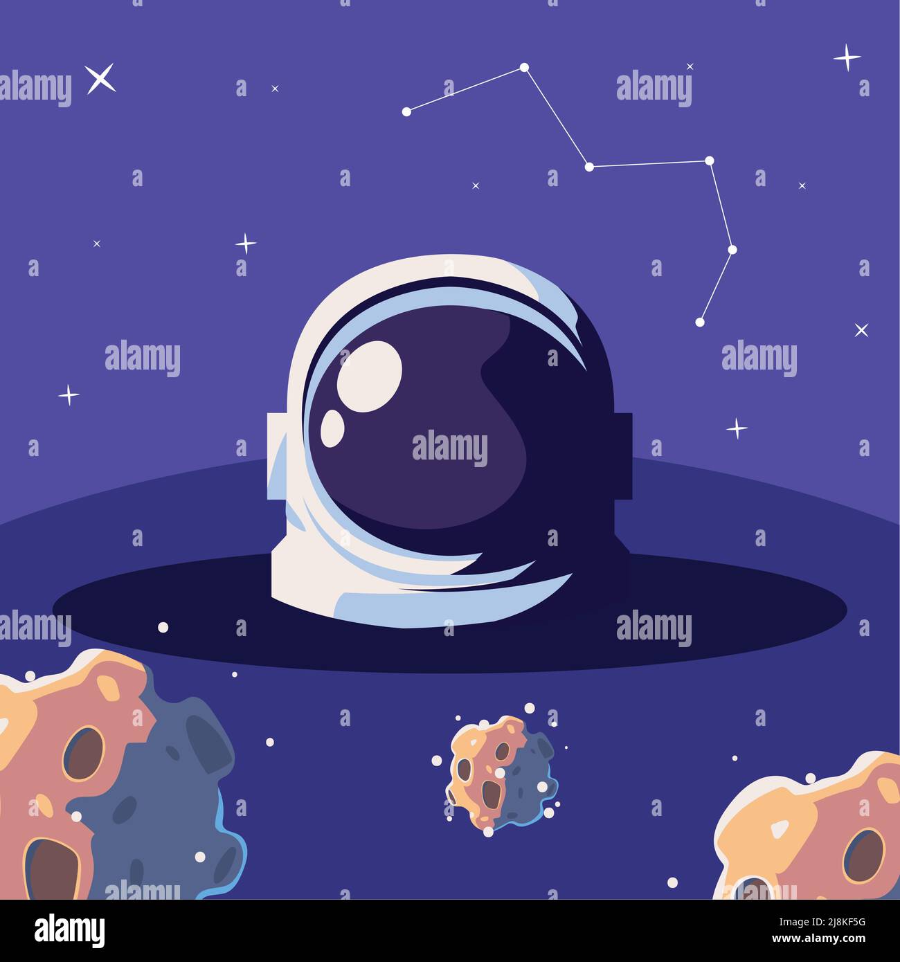 astronaut helmet and asteroids Stock Vector Image & Art - Alamy