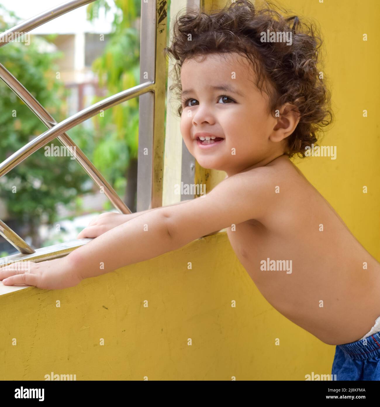 Cute little boy Shivaay at home balcony during summer time, Sweet ...