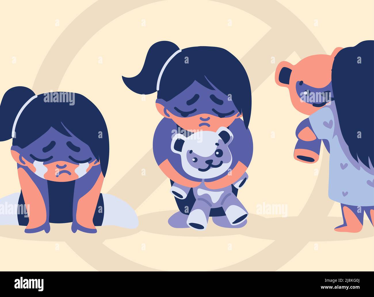 Lonely sad girl crying Stock Vector Images - Alamy