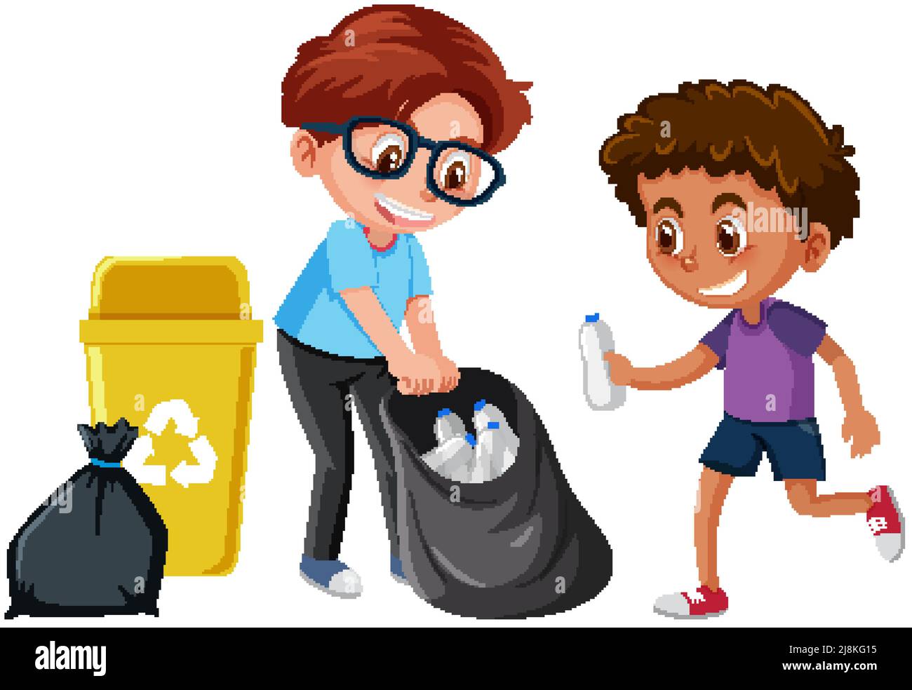 Cartoon boy trashing a plastic bottle illustration Stock Vector Image ...