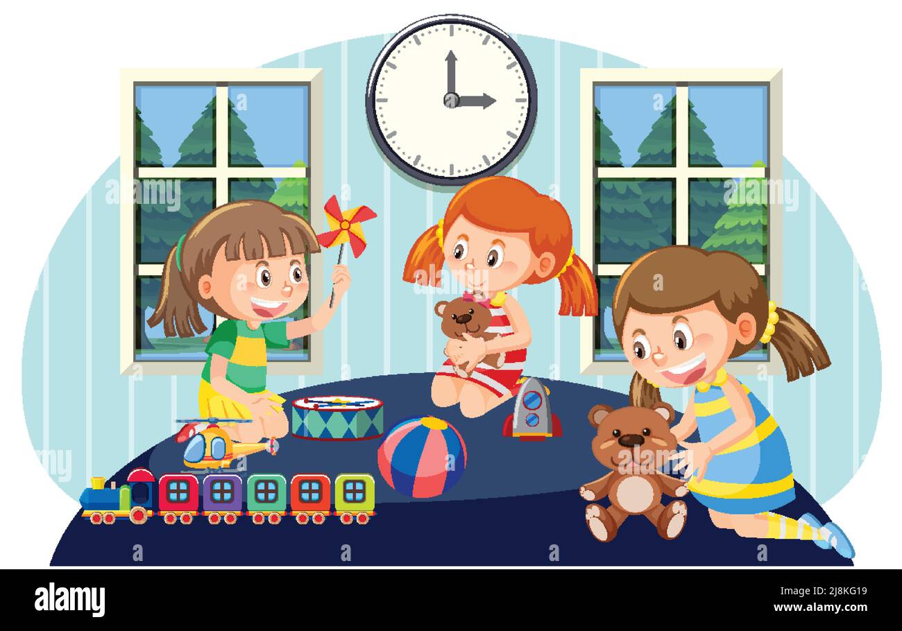 Children playing inside the house illustration Stock Vector Image & Art ...