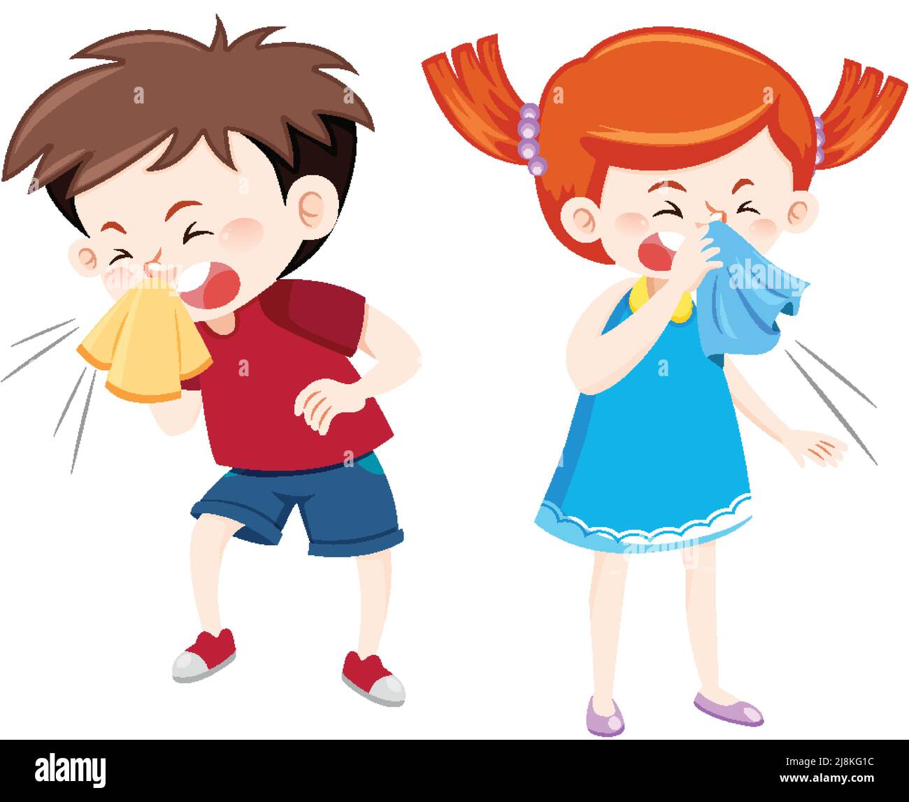 Children having a cold on white background illustration Stock Vector ...