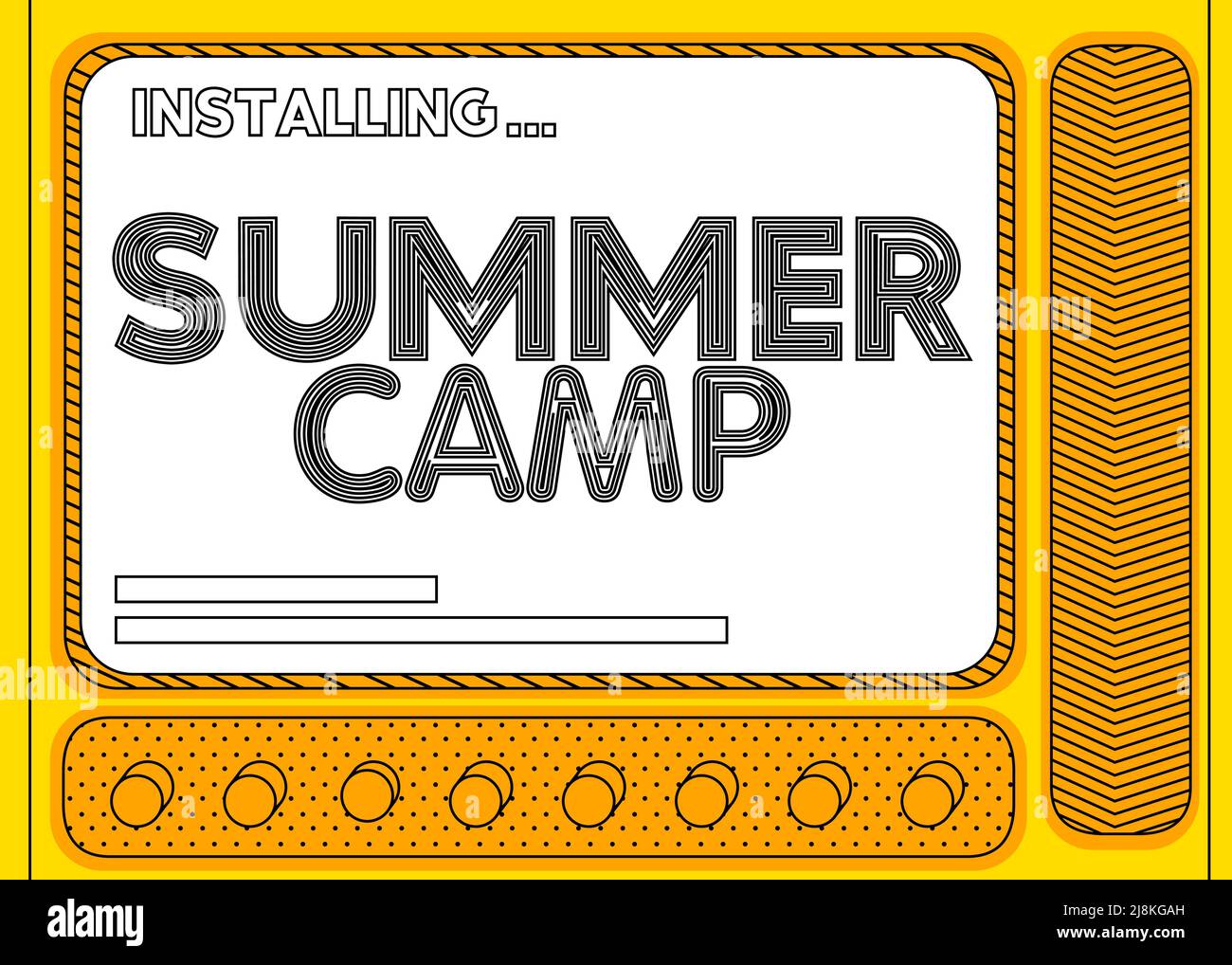 Cartoon Computer With the word Summer Camp. Message of a screen ...