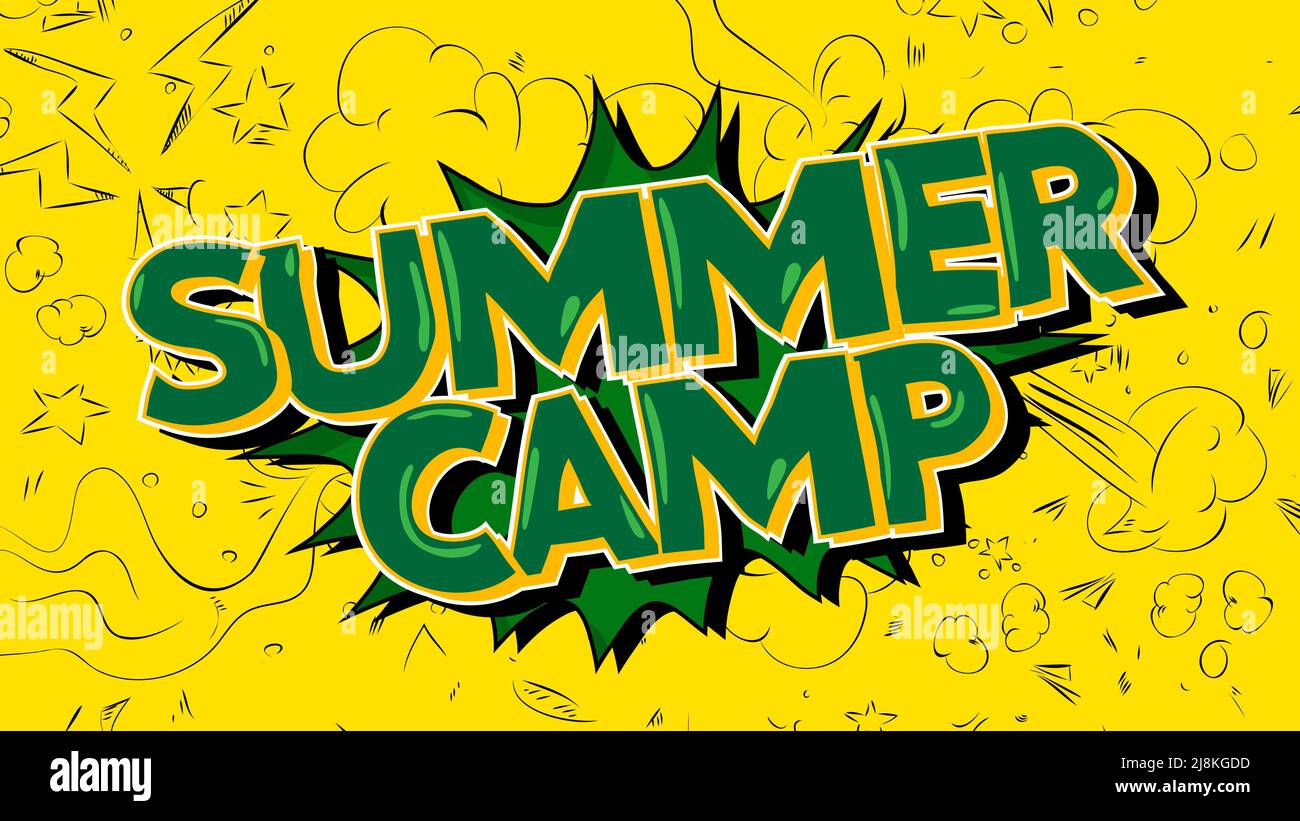 Summer Camp. Word written with Children's font in cartoon style Stock ...