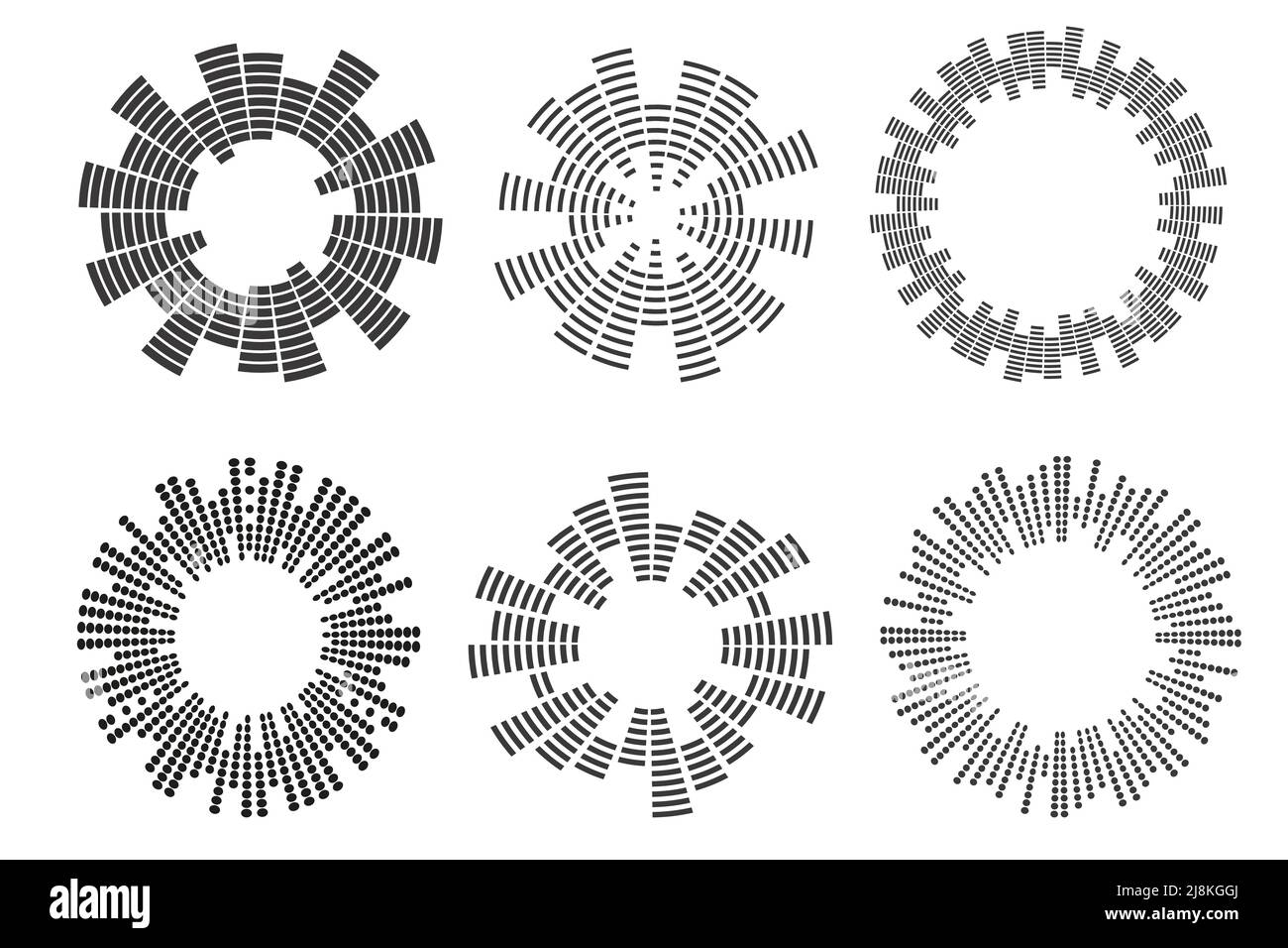 Abstract circular equalizer. Eq round audio soundwaves. Graphic equalizer. Frame. Vector ...