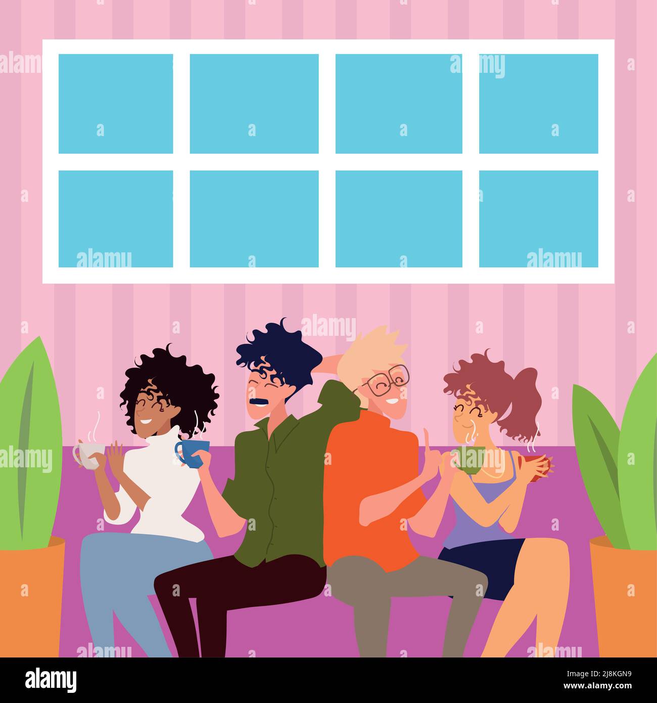 Young woman cafe drinking Stock Vector Images - Alamy