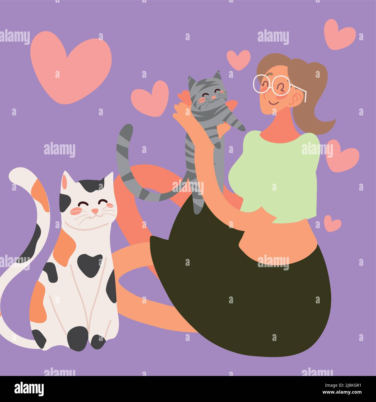 woman with her pets Stock Vector Image & Art - Alamy
