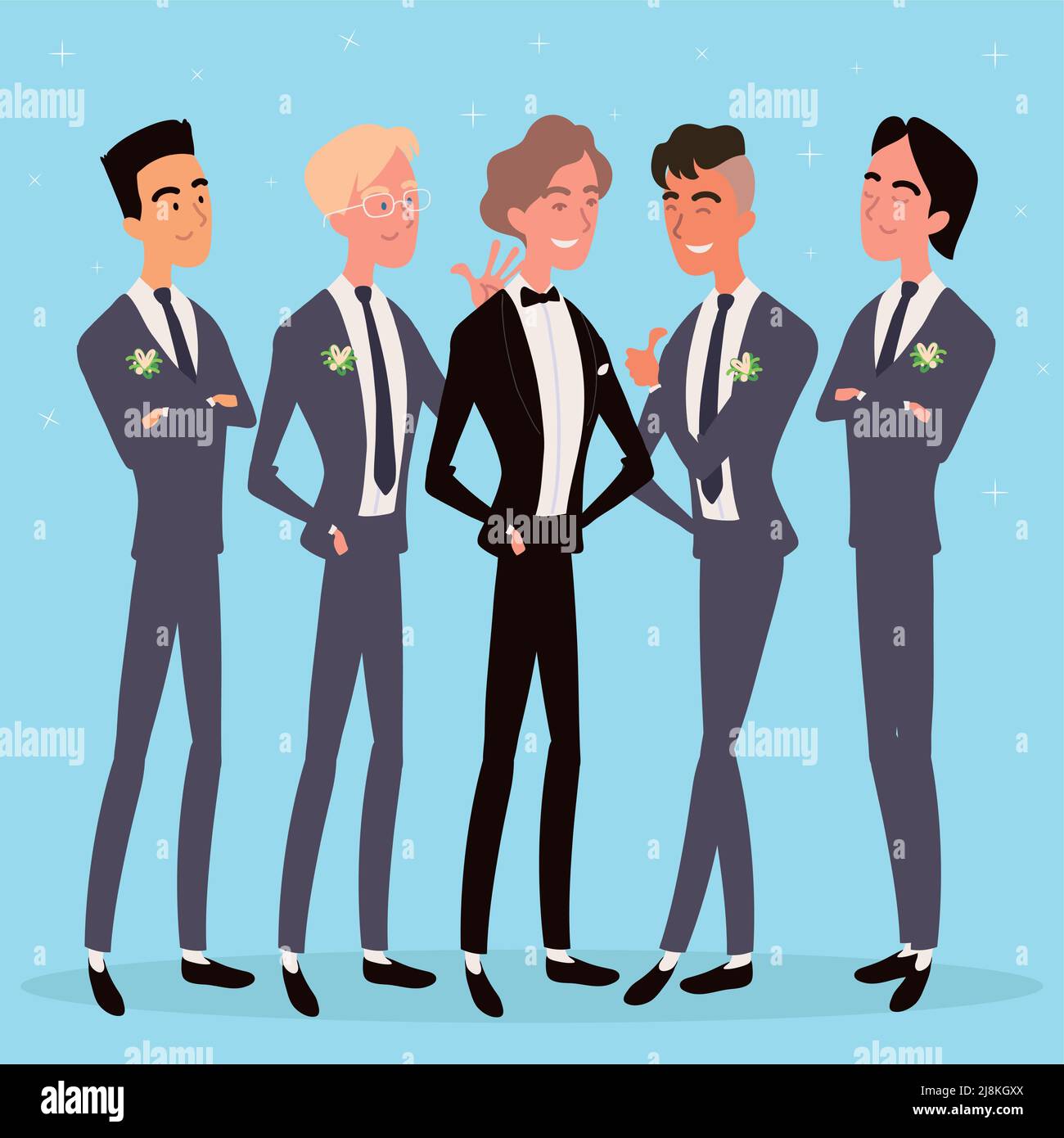 wedding groom and groomsmen Stock Vector Image & Art - Alamy