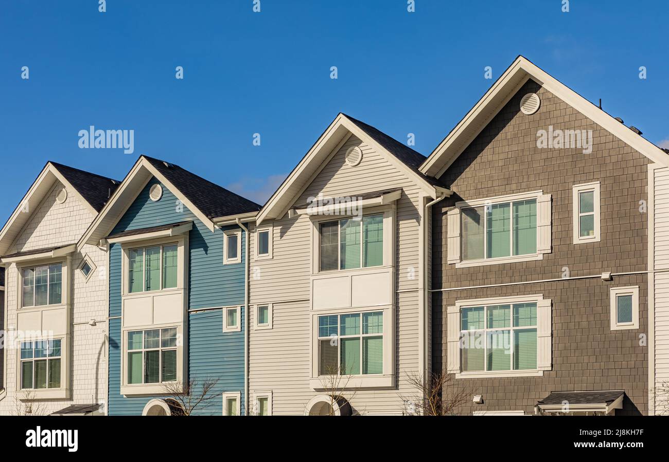 Neighborhood modern houses building in BC, Canada. Canadian modern ...