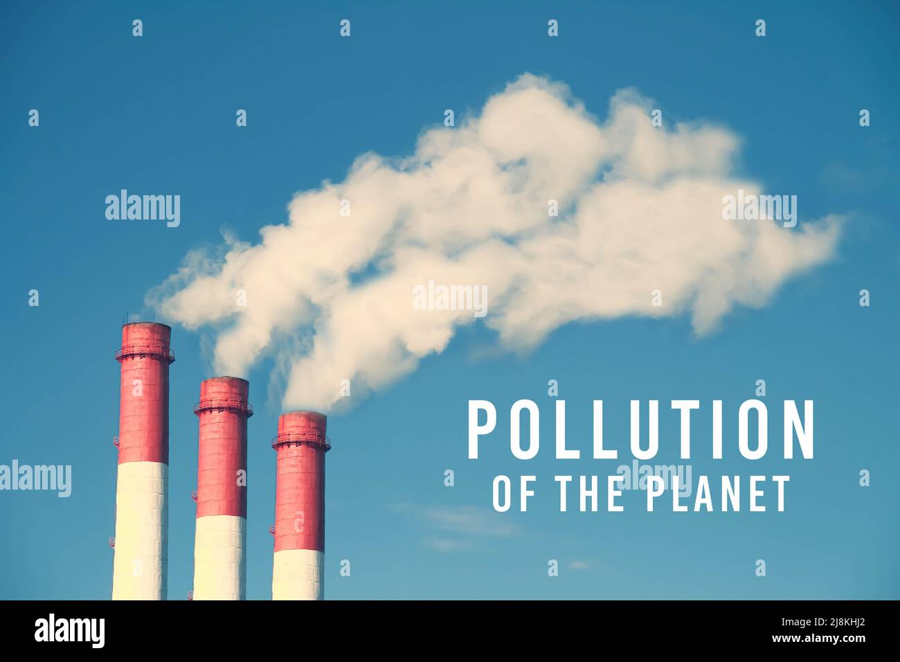 Pipe and smoke. Air emissions. Waste processing factories and plants ...