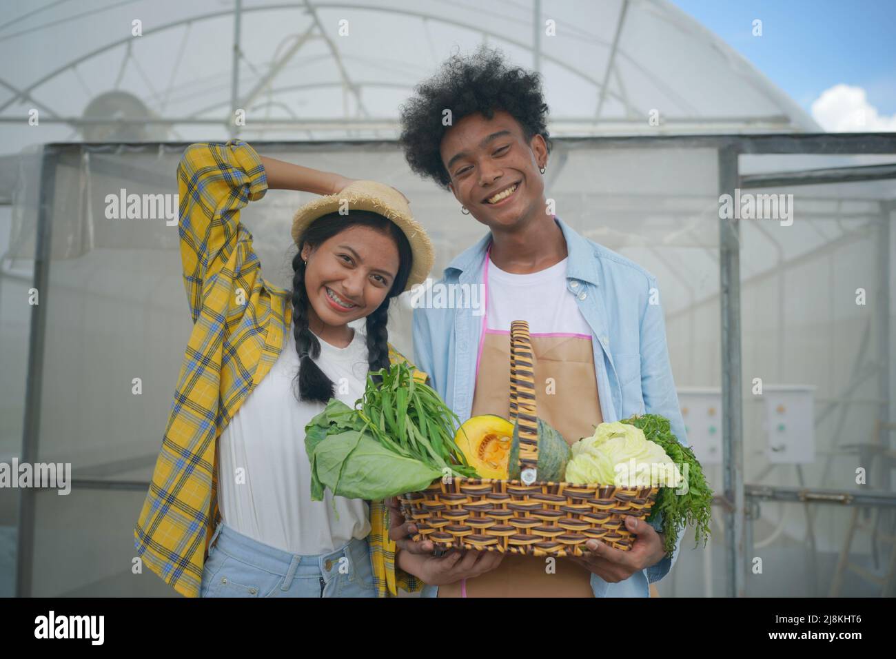 group of young diverse people enjoy activity in plantation at organic ...