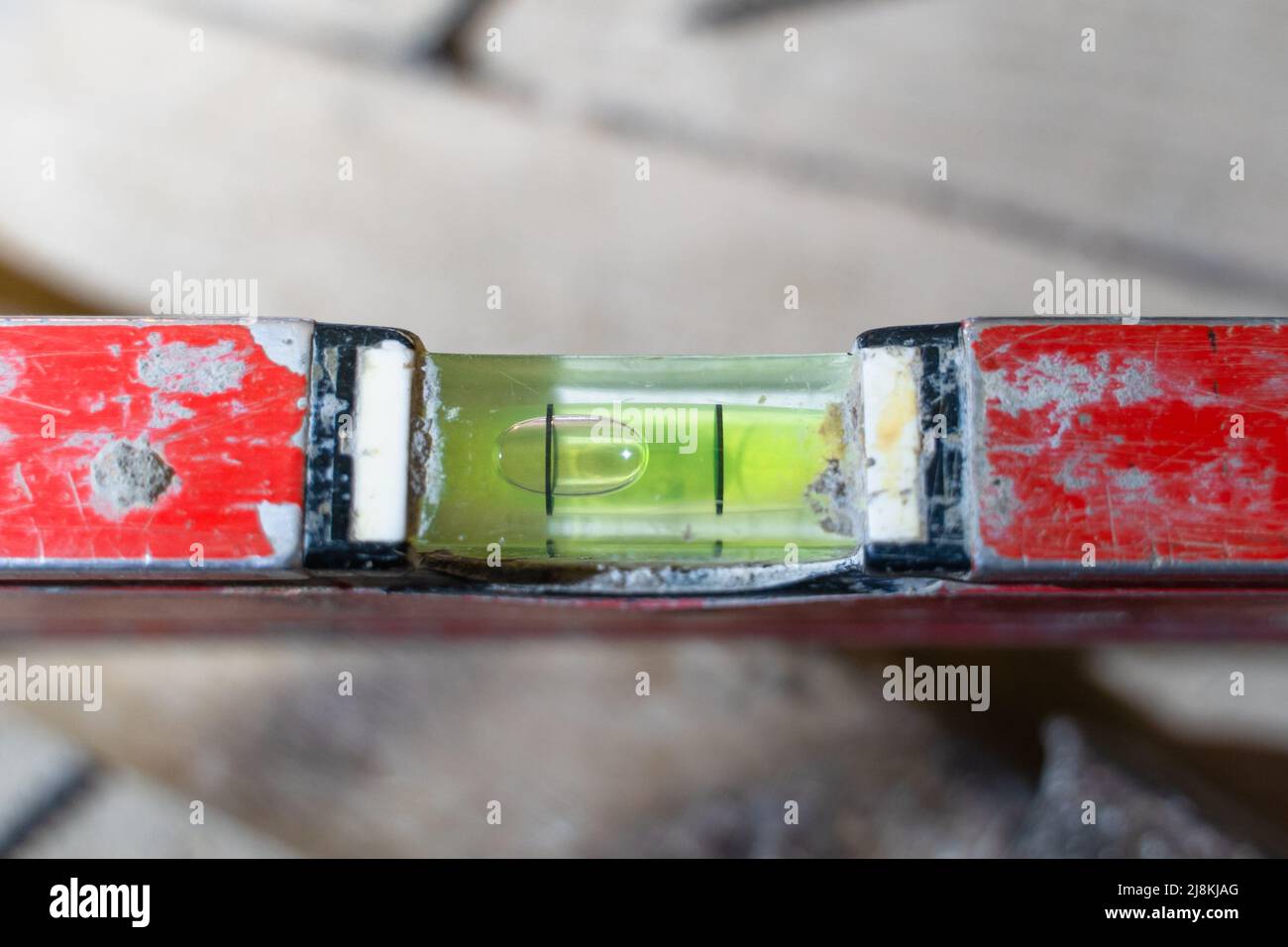 Building level bubble close-up. Checking the quality of construction ...