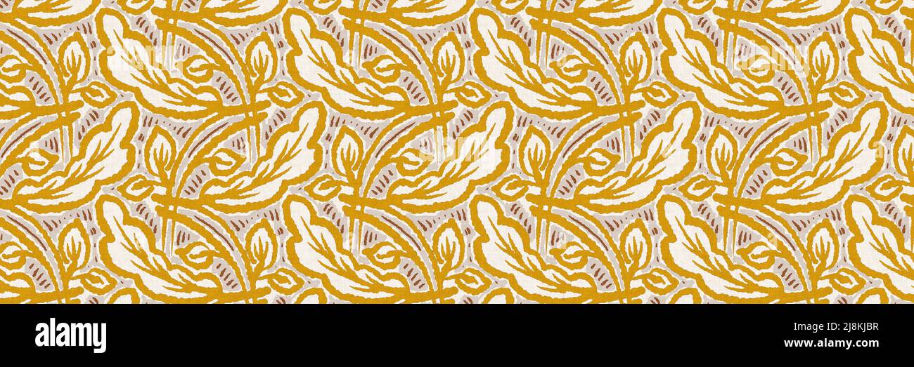 Gender neutral foliage leaf seamless raster border. Simple whimsical 2 ...
