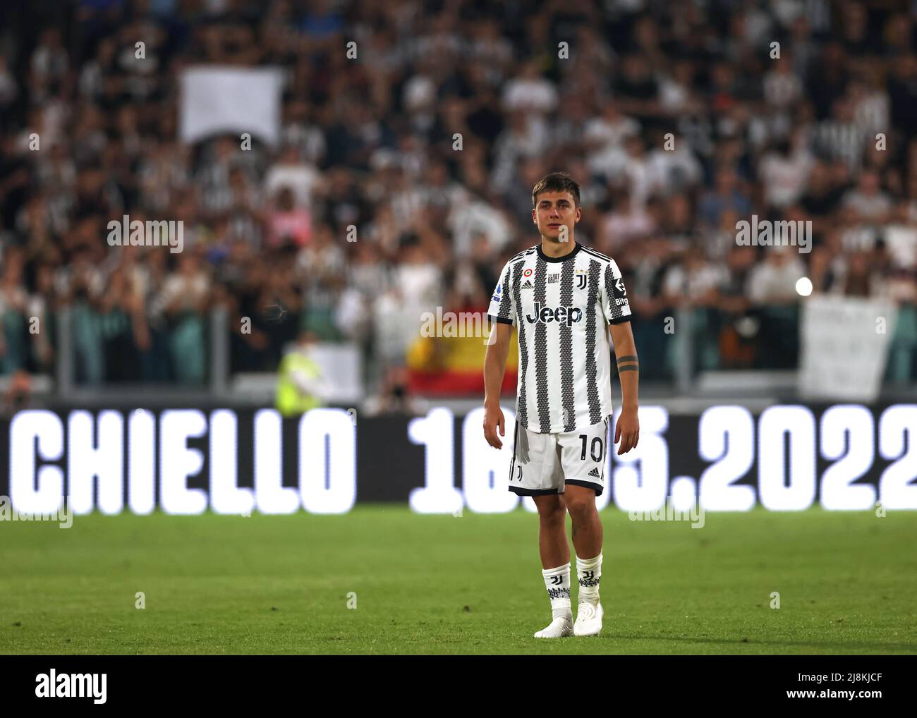 Turin, Italy. 16th May, 2022. An emotional Paulo Dybala of Juventus ...