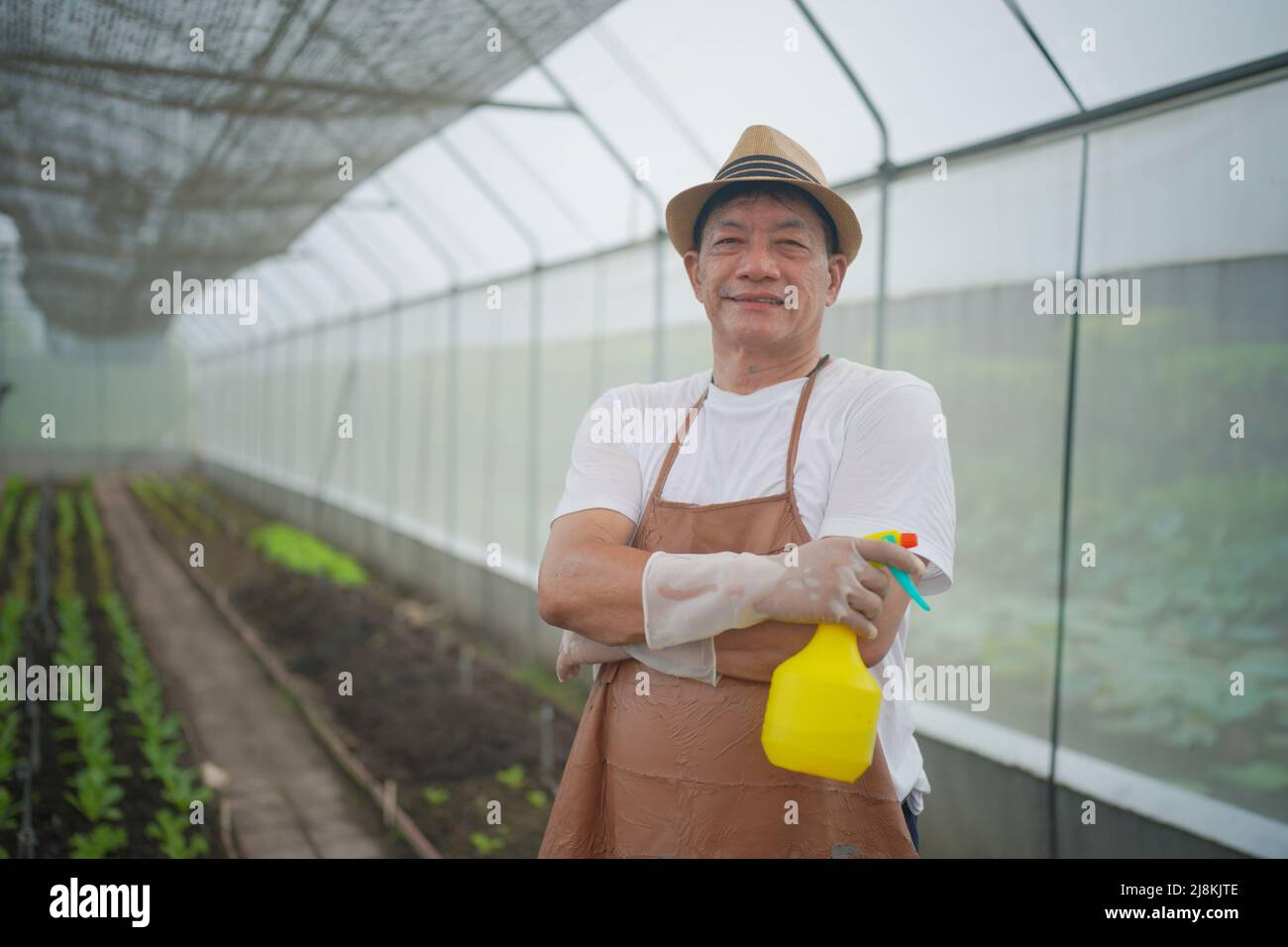 Agronomist farmer quality inspector holding are collecting data in ...