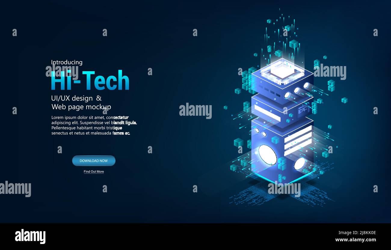 Web page development of networks with Artificial Intelligence. Concept - Quantum computing Stock ...