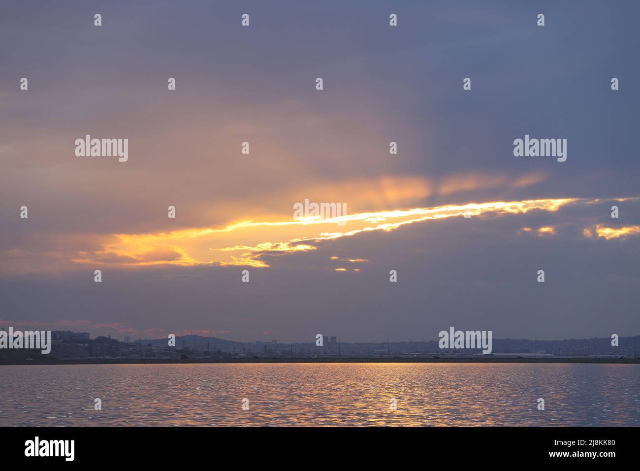 Wonderful sunset on the lake Stock Photo - Alamy