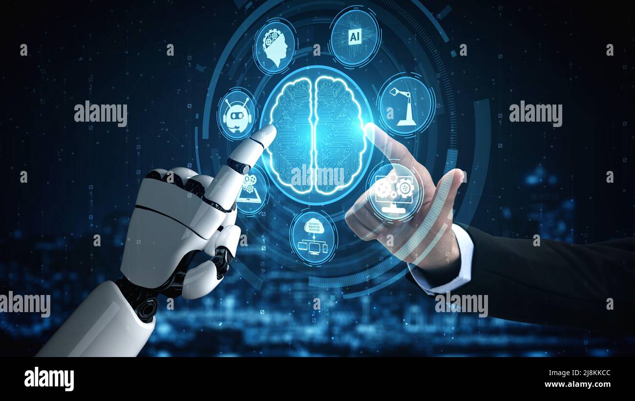 Futuristic robot artificial intelligence enlightening AI technology ... Futuristic robot artificial intelligence enlightening AI technology ...