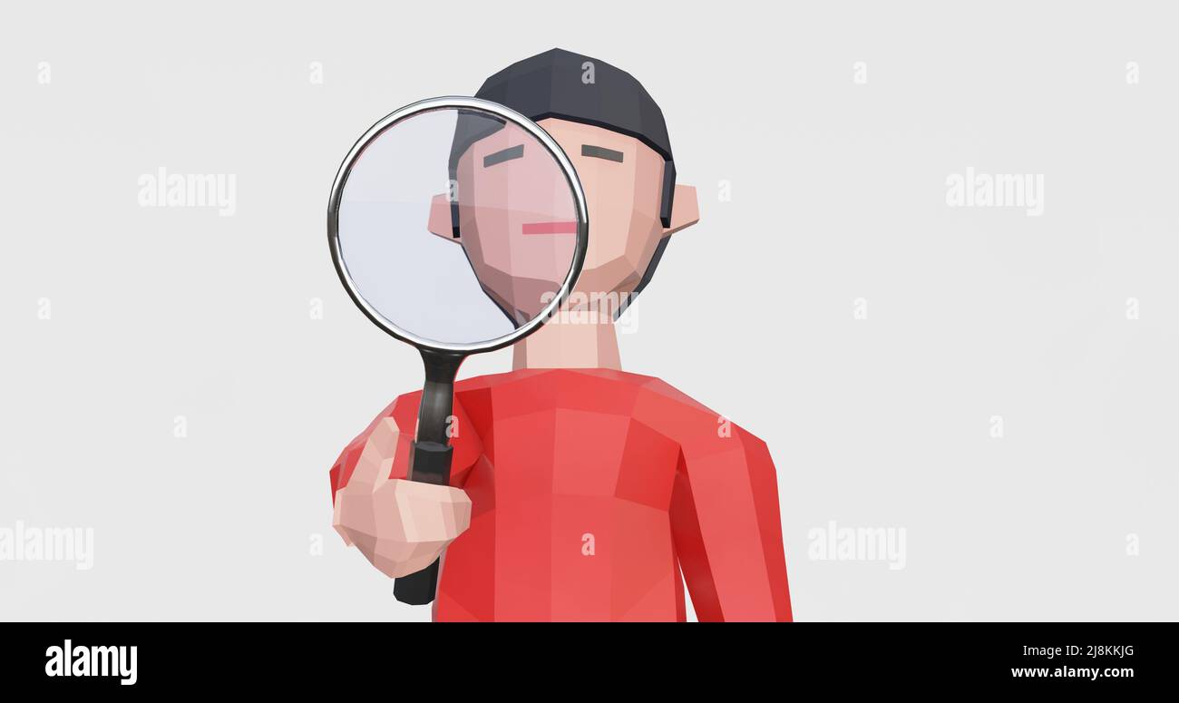 3d render of search, inspect or check with magnifying glass Stock Photo ...