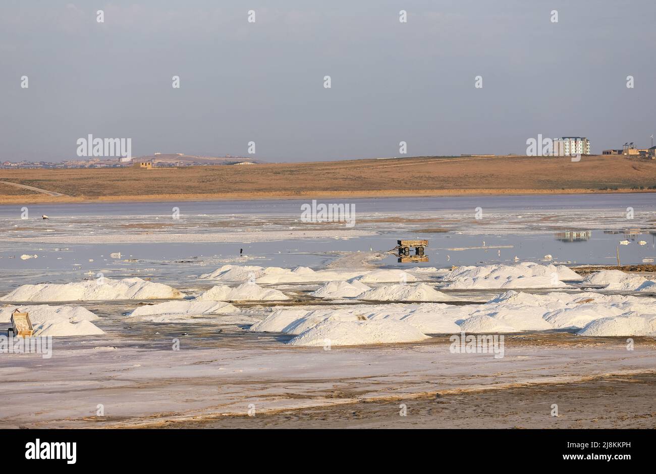 Extraction of salt on the lake. Masazir settlement. Baku. Azerbaijan ...