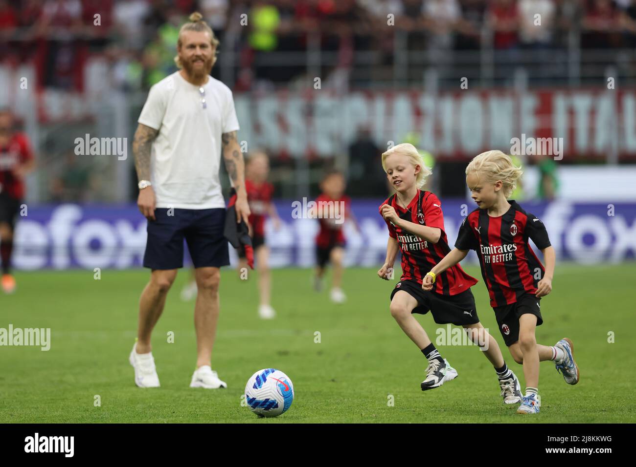 Milan, Italy, 15th May 2022. Simon Kjaer of AC Milan looks on as his ...