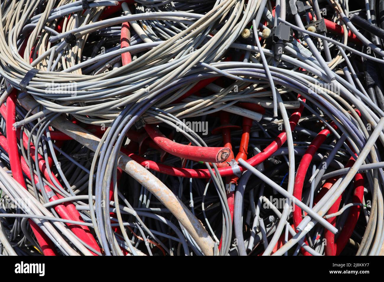 skein of discarded copper electrical cable in the landfill for the ...
