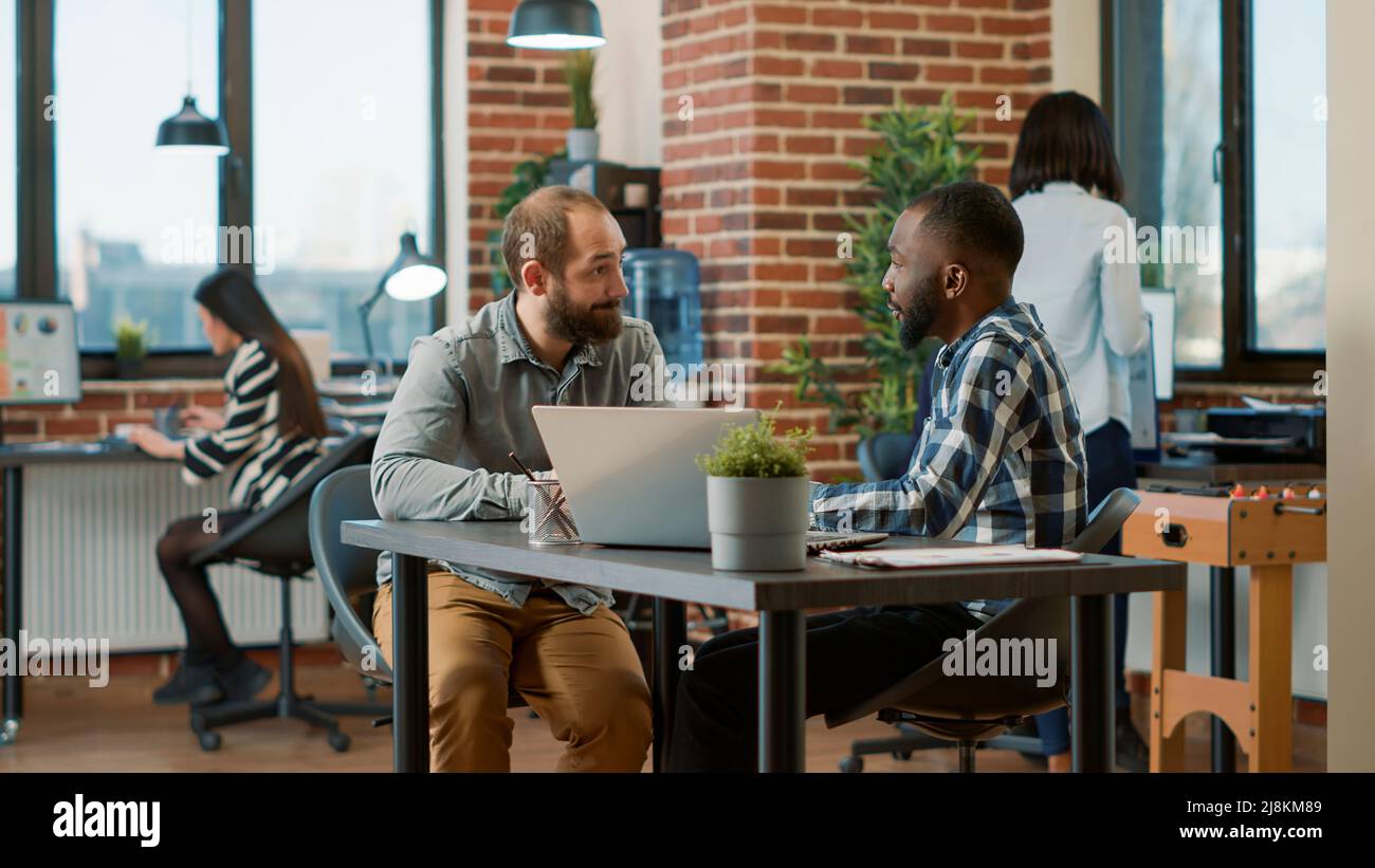HR recruiter greeting male candidate at job interview application ...