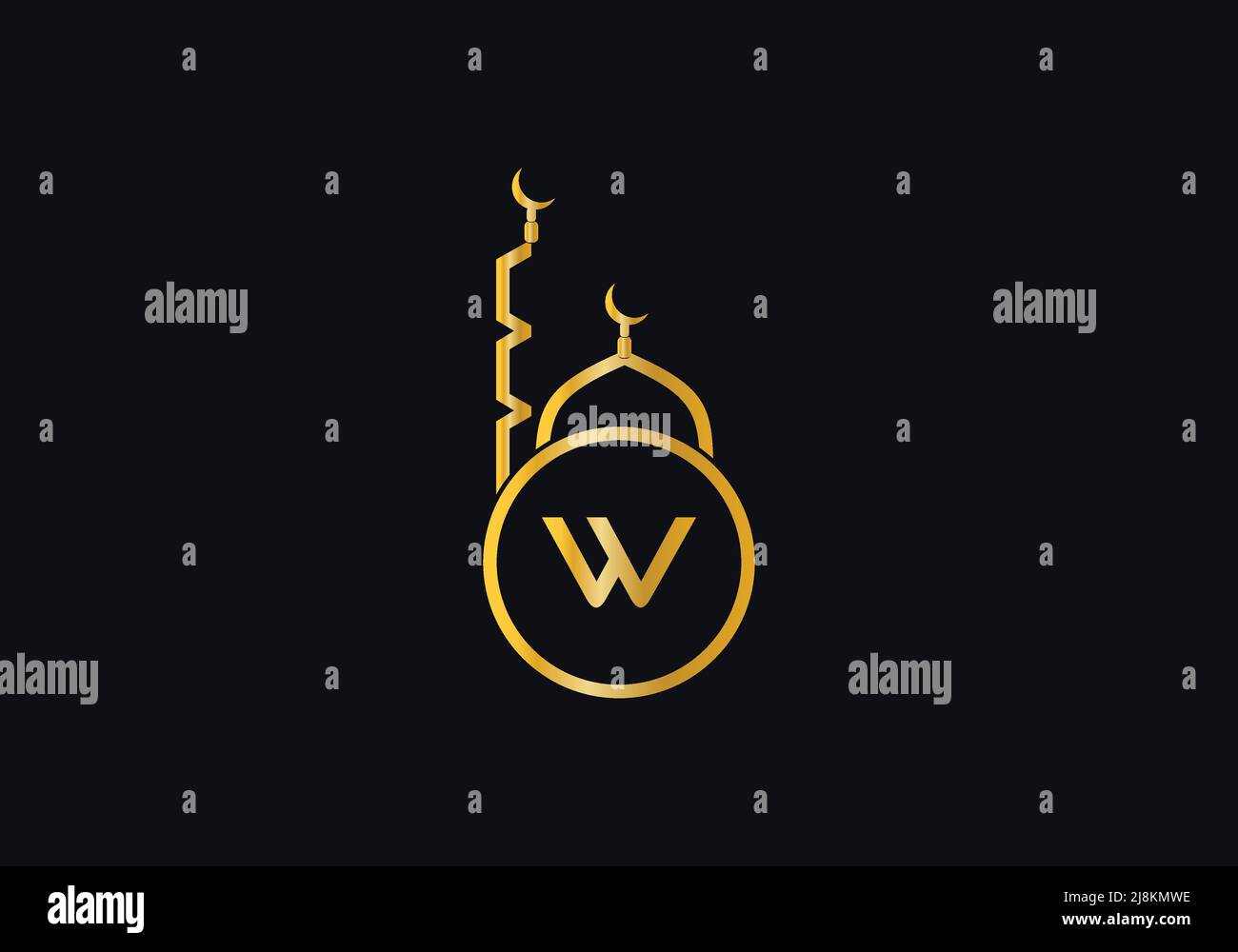 Islamic mosque and minar logo and symbol design vector with the letter ...
