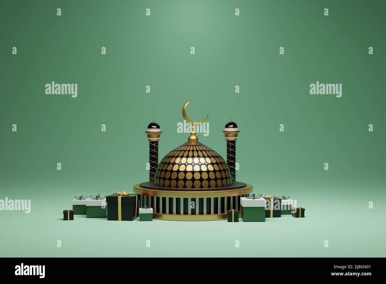 Beautiful Islamic banner, amazing 3d rendering mosque on the black ...