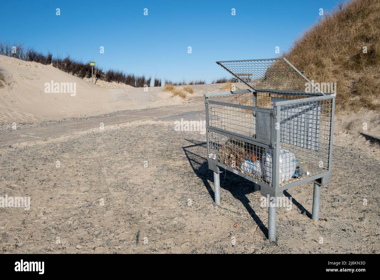 Waste collecting box for flotsam, Spiekeroog, Germany Stock Photo - Alamy