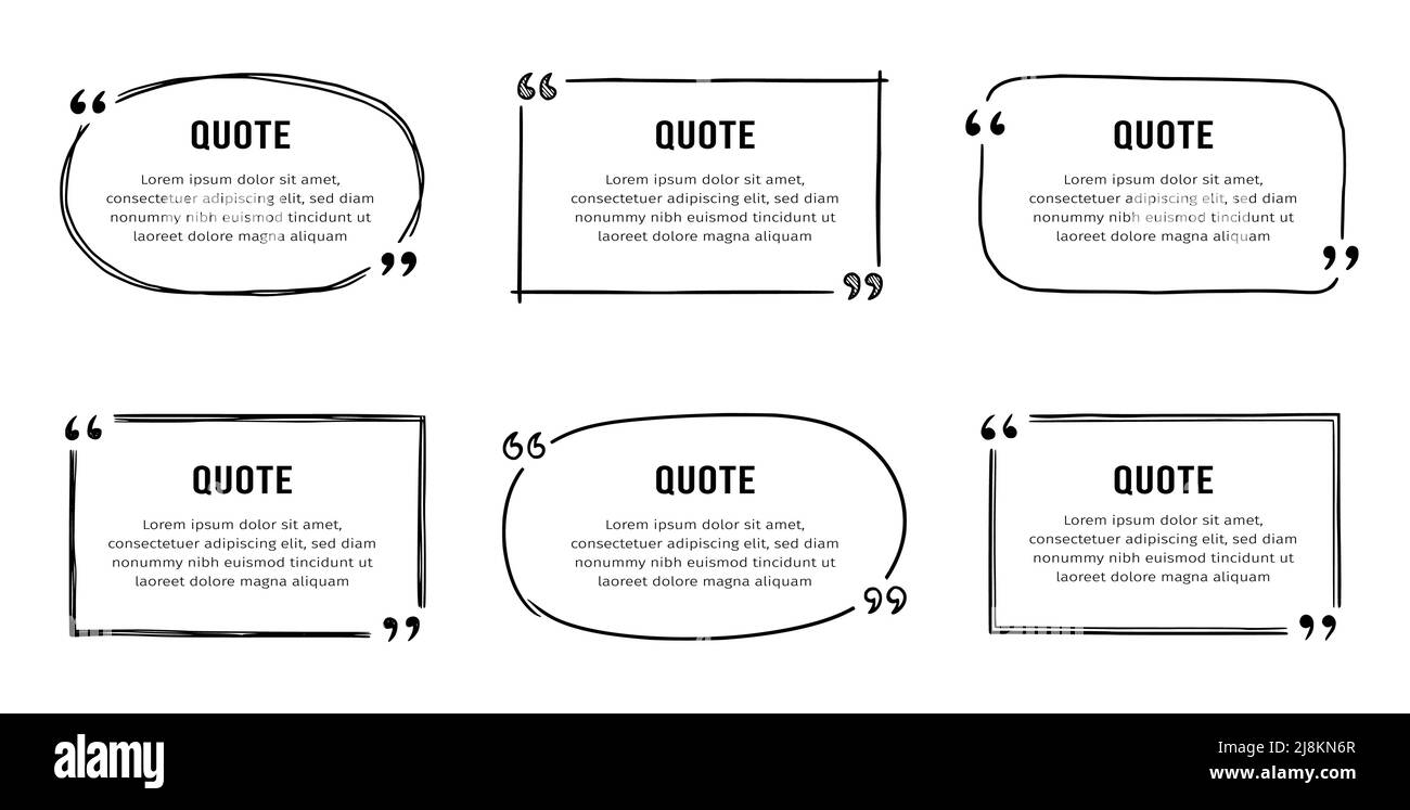 Quote box sketch, text frame set. Hand drawn doodle style quote box ...