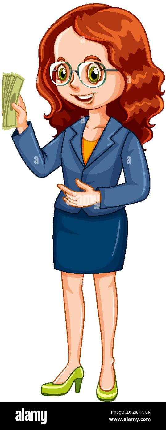 Business woman holding cash money illustration Stock Vector Image & Art ...