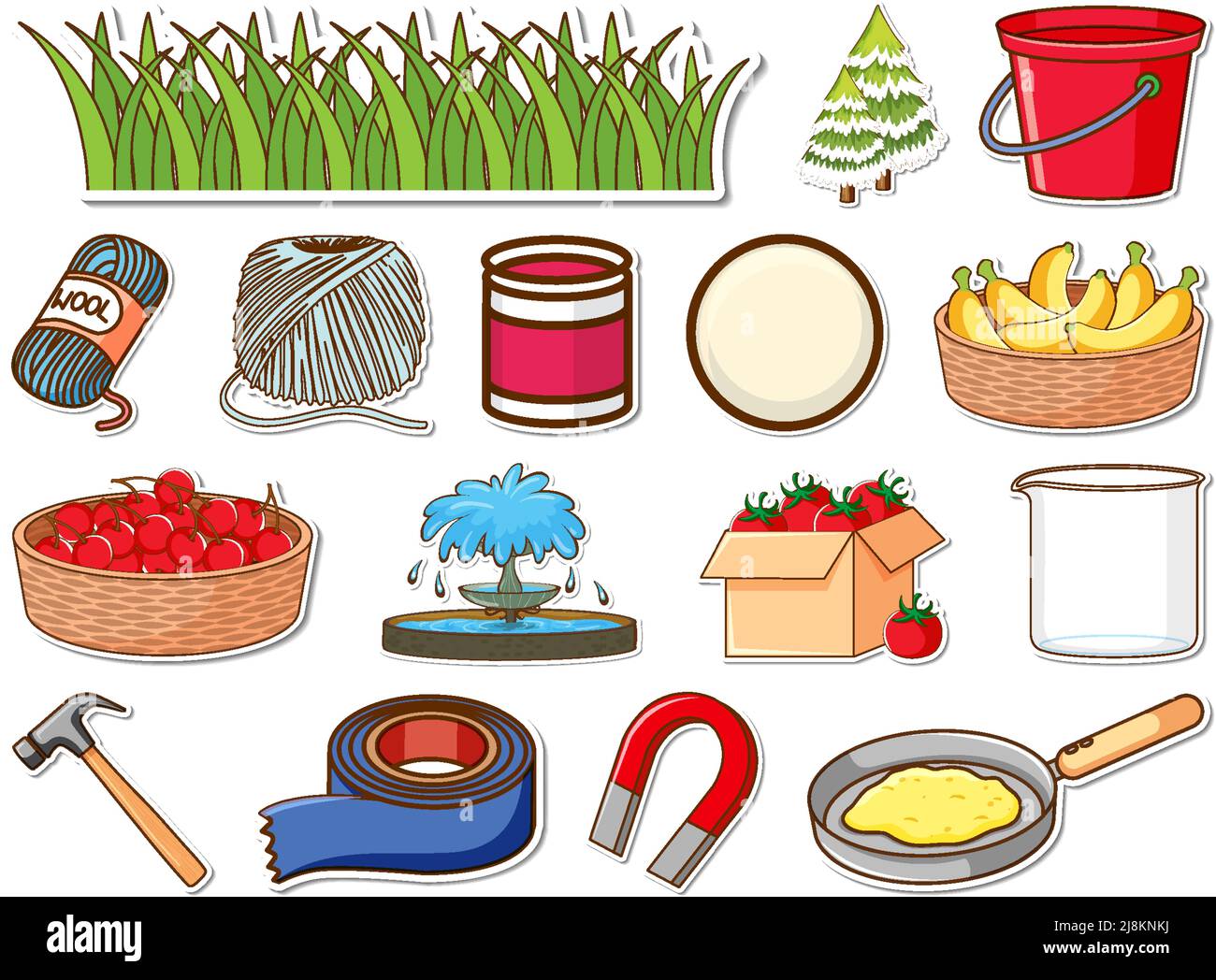 Sticker set of mixed daily objects illustration Stock Vector Image ...