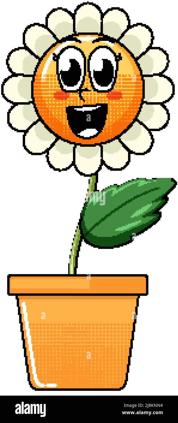 A flower cartoon character on white background illustration Stock ...