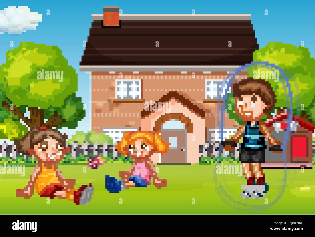 House scene with many kids illustration Stock Vector Image & Art - Alamy