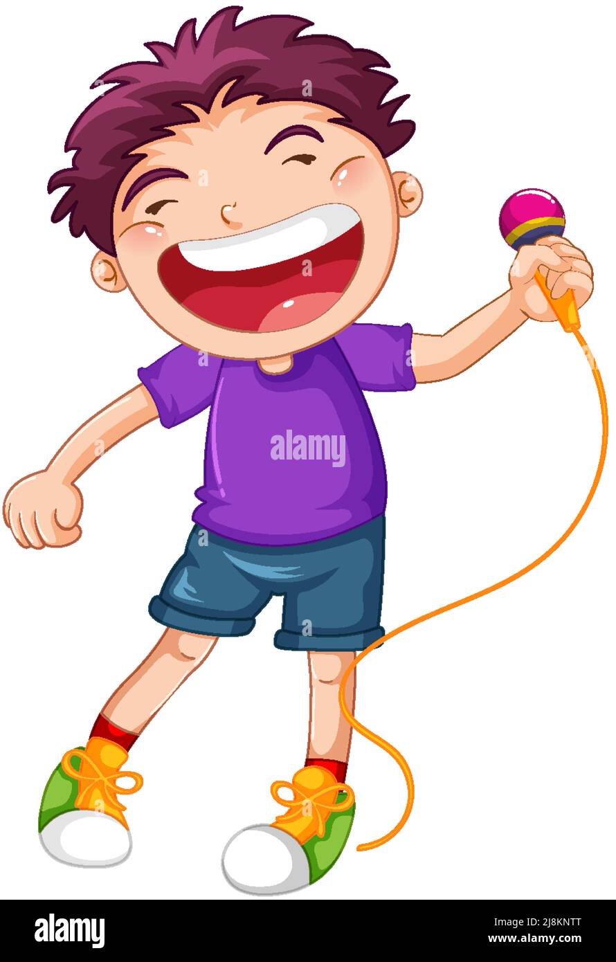 Boy singing with microphone illustration Stock Vector Image & Art - Alamy