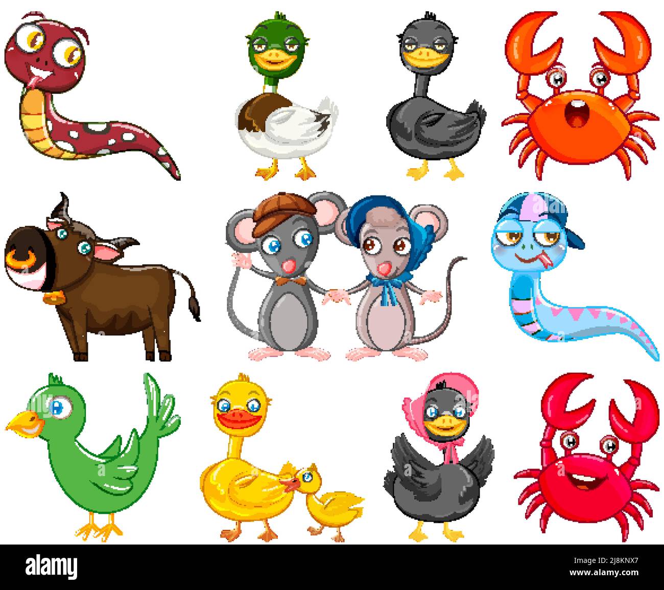 Cute animals with happy smile illustration Stock Vector Image & Art - Alamy