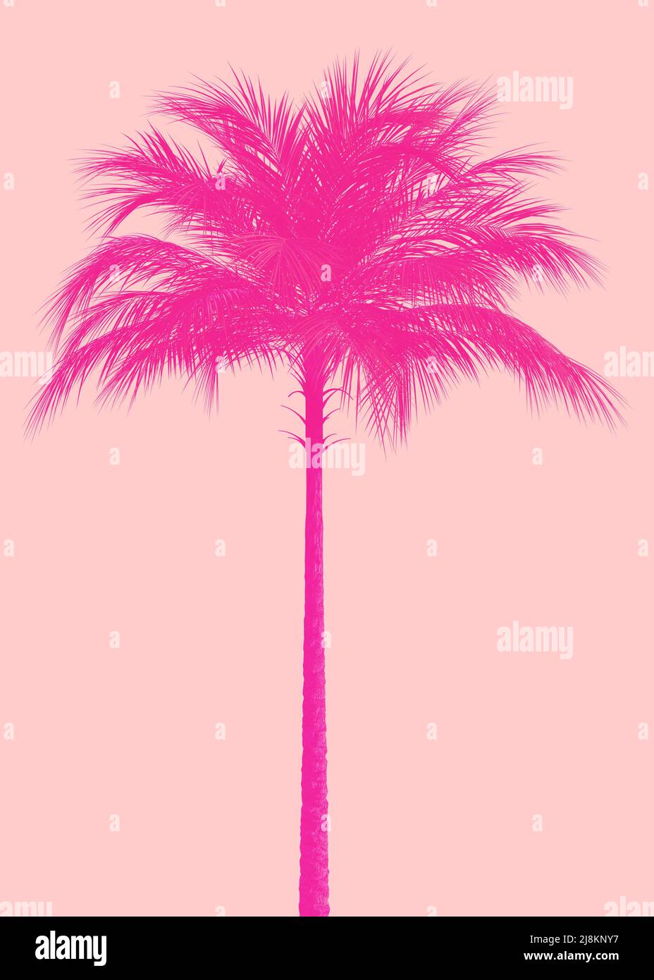 Abstract tropical palm tree with pink leaves, 3D illustration Stock ...