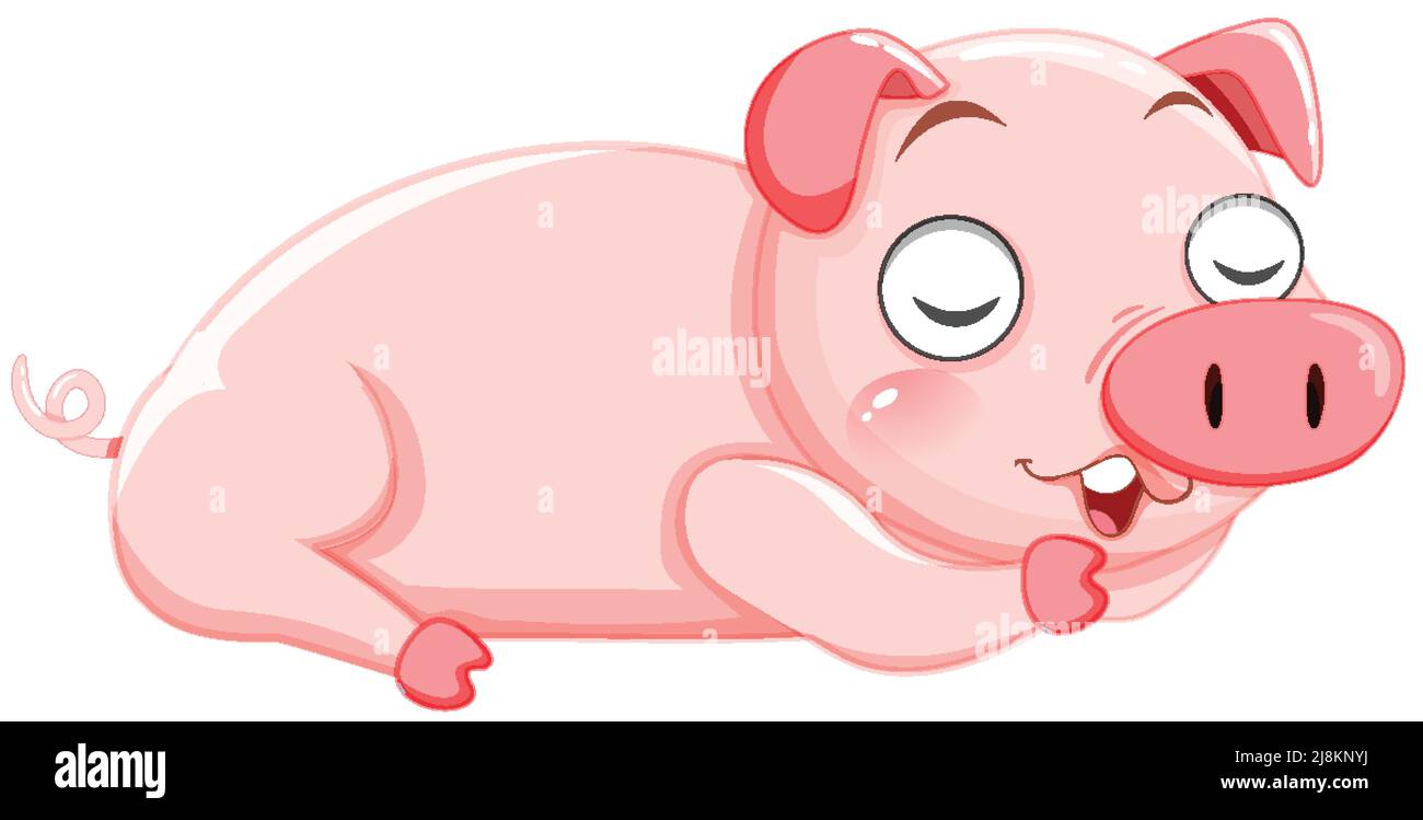 Little pig sleeping on white background illustration Stock Vector Image ...