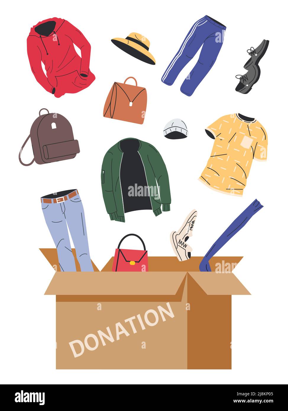 Cardboard Box full of Clothes and Accessories Stock Vector Image & Art ...