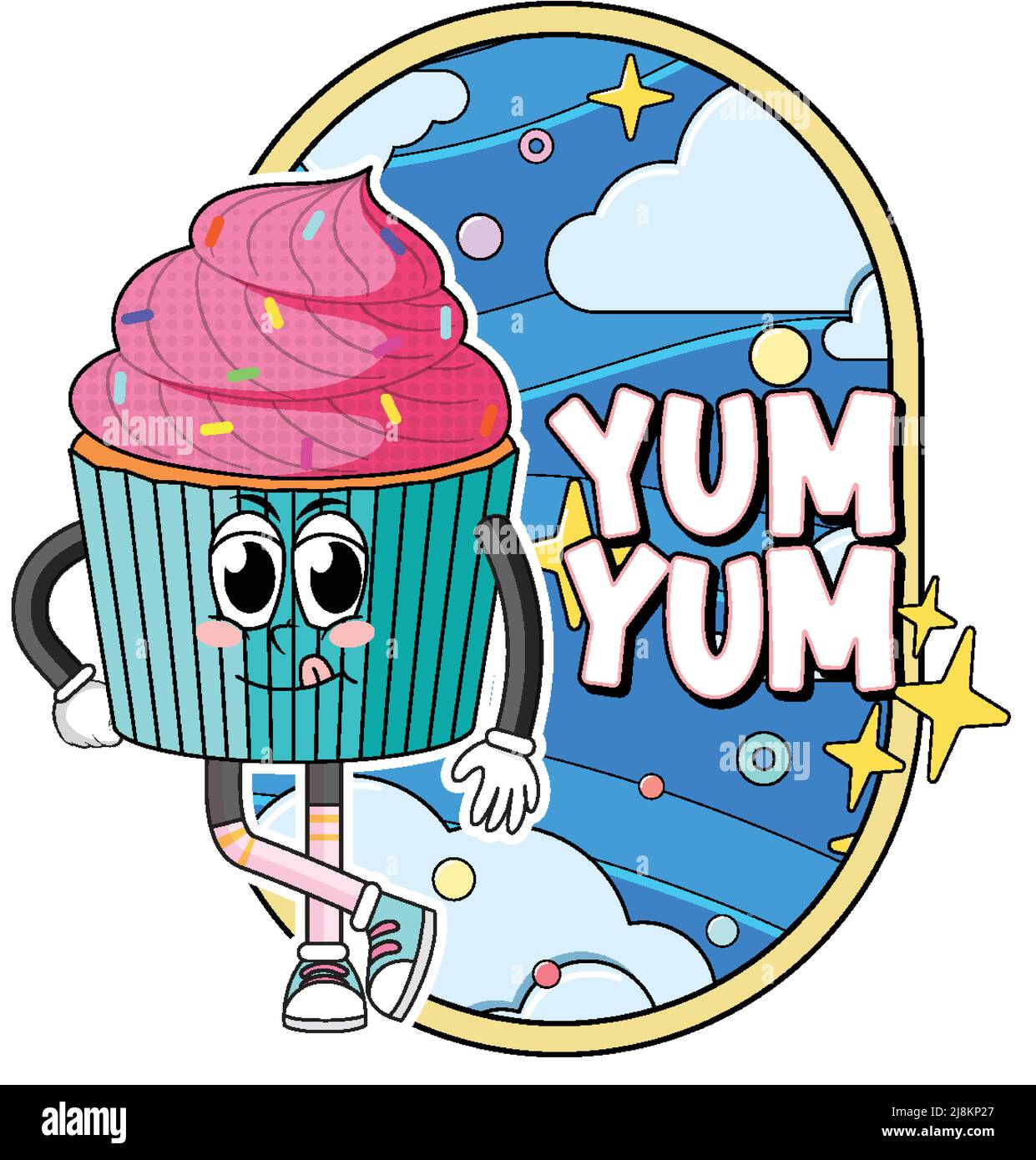 Cupcake with Yum word expression illustration Stock Vector Image & Art ...