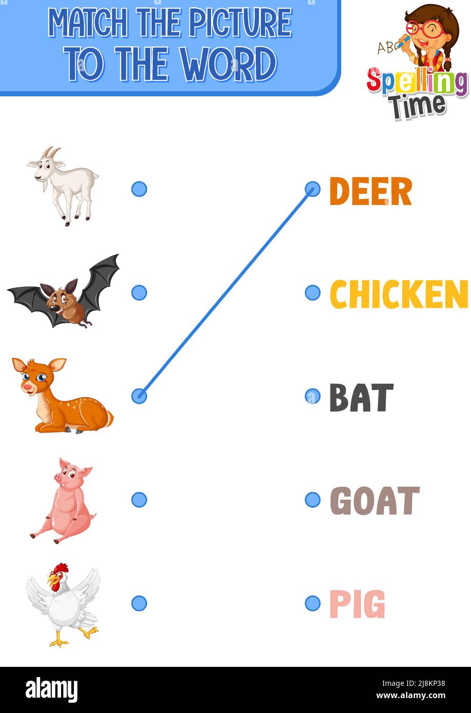 Word to picture matching worksheet for children illustration Stock ...