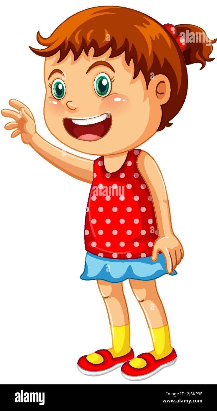 Cute girl wearing red shirt cartoon character illustration Stock Vector ...