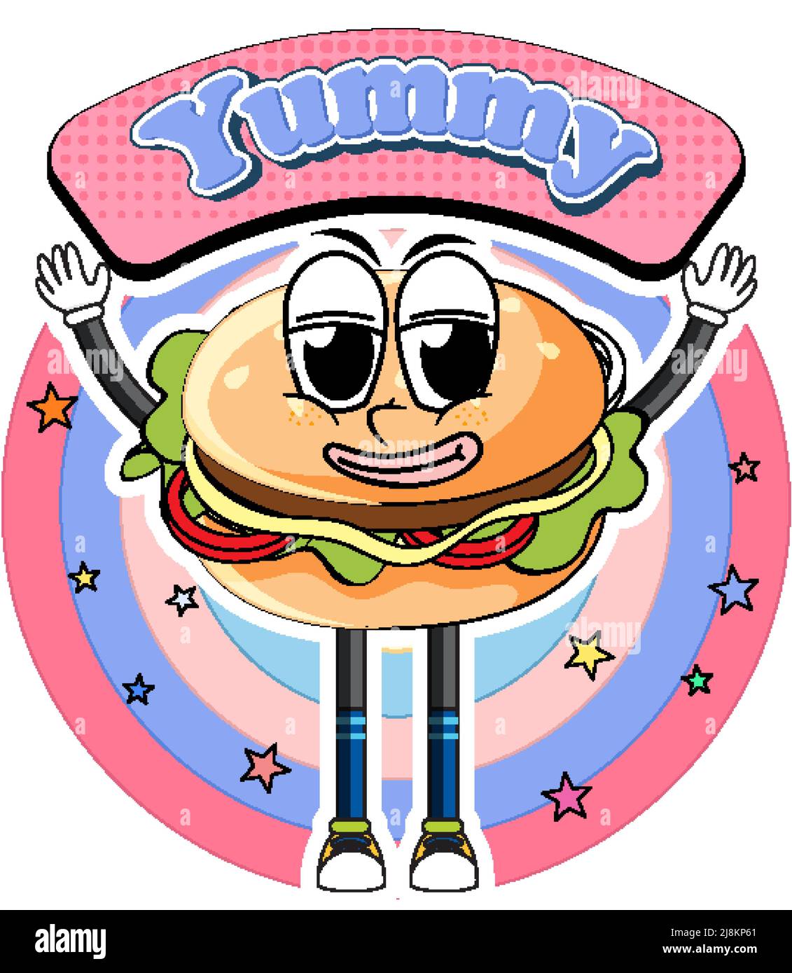Funny hamburger cartoon character illustration Stock Vector Image & Art ...