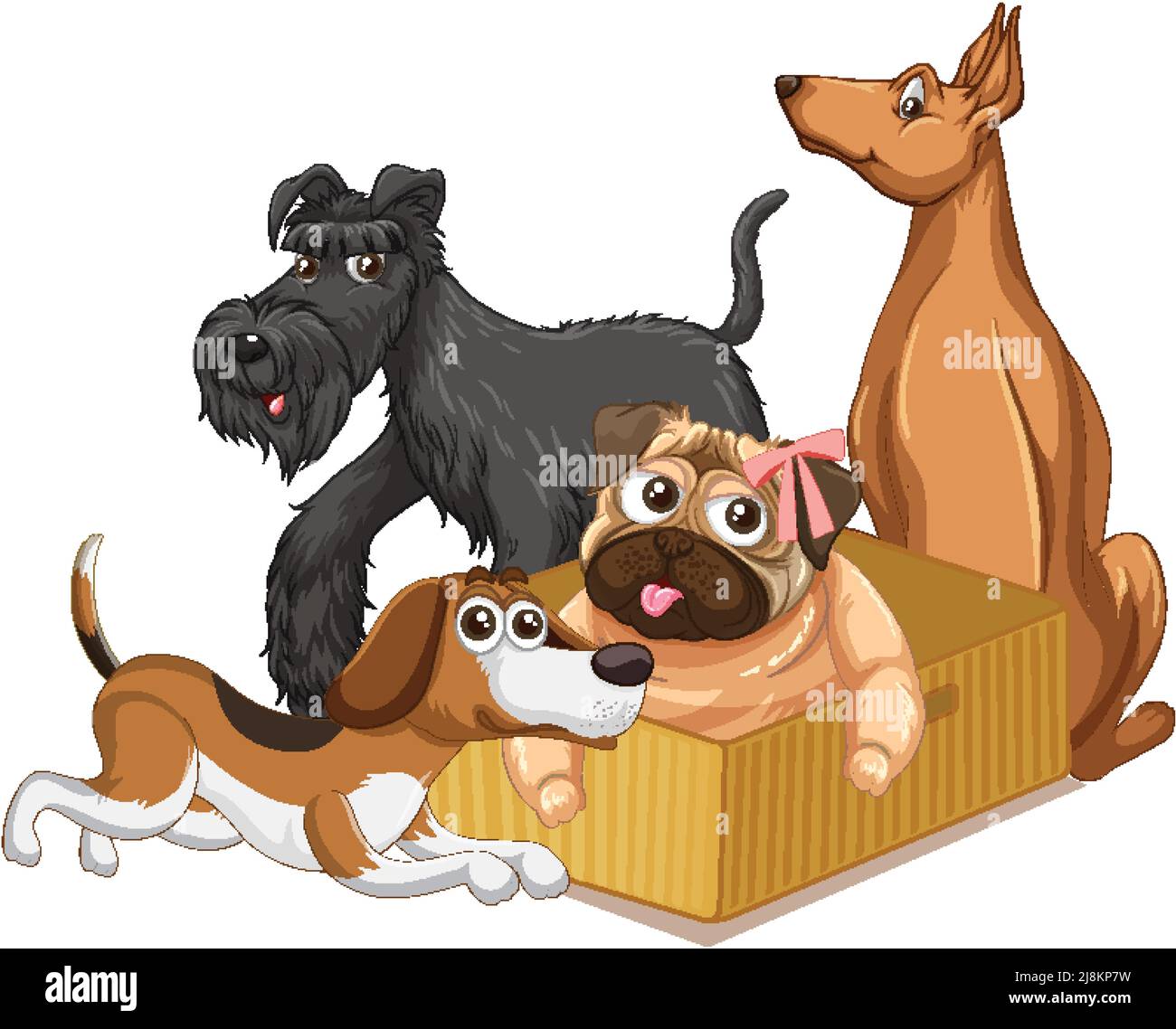 A group of cartoon domestic dogs illustration Stock Vector Image & Art ...