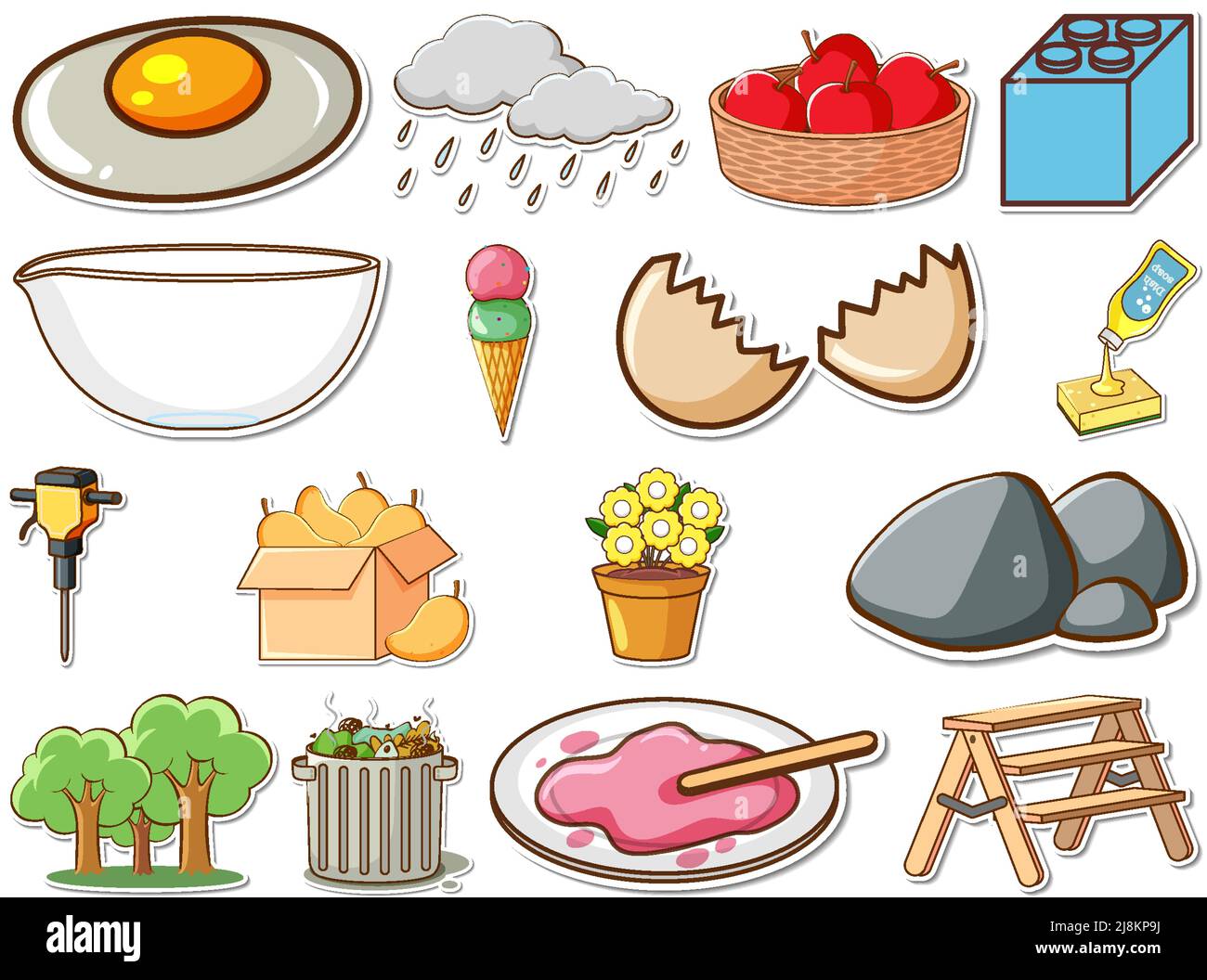 Sticker set of mixed daily objects illustration Stock Vector Image ...