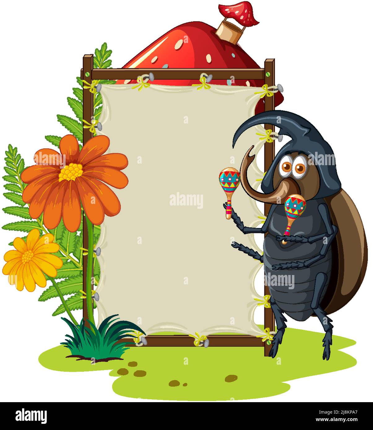 Sign board with beetle on white background illustration Stock Vector ...