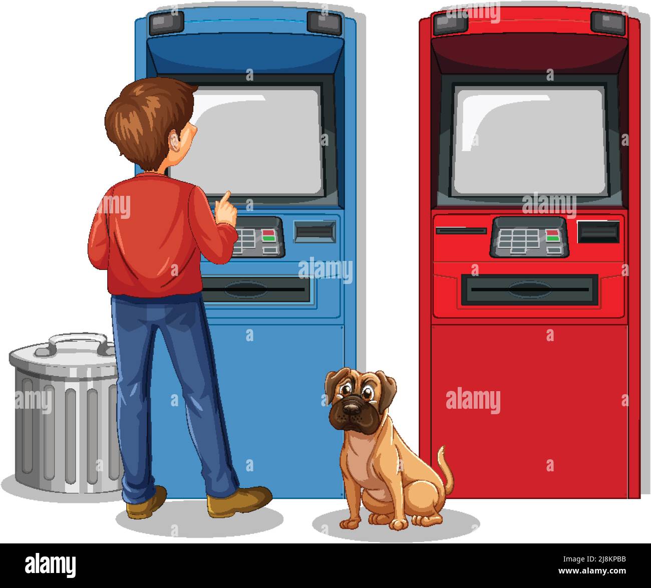 Man withdraw money from atm machine illustration Stock Vector Image ...