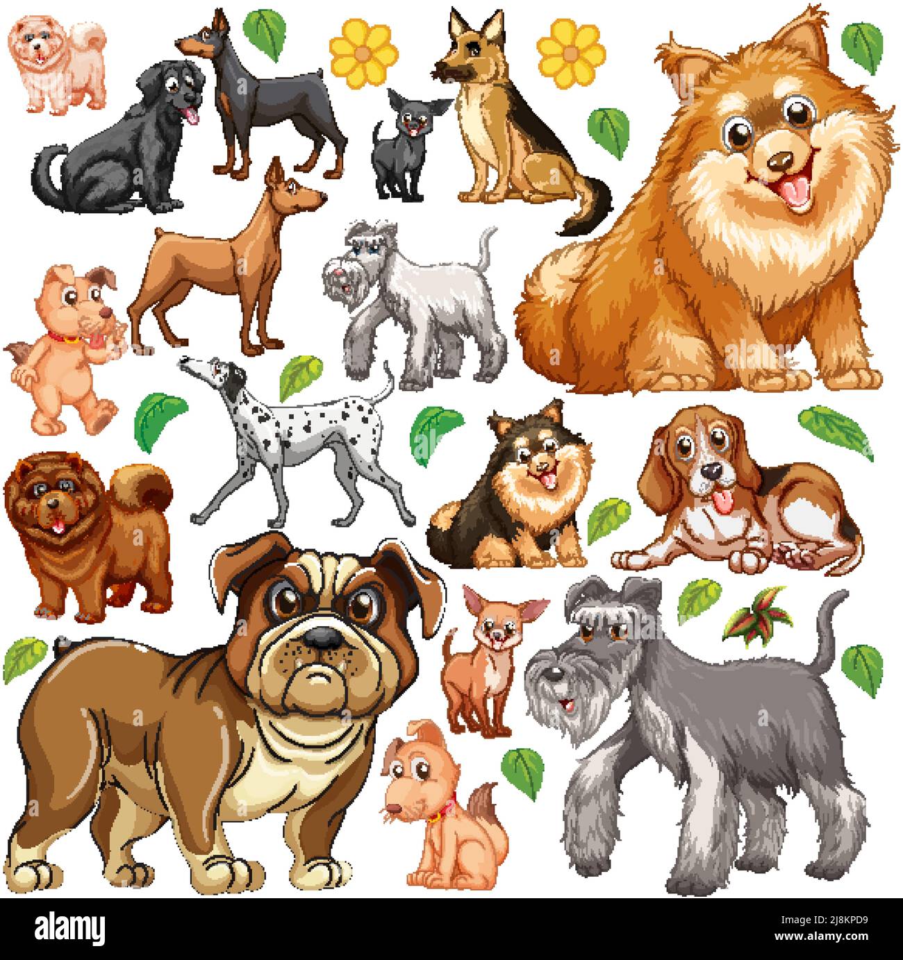 Cute animals set on white background illustration Stock Vector Image ...